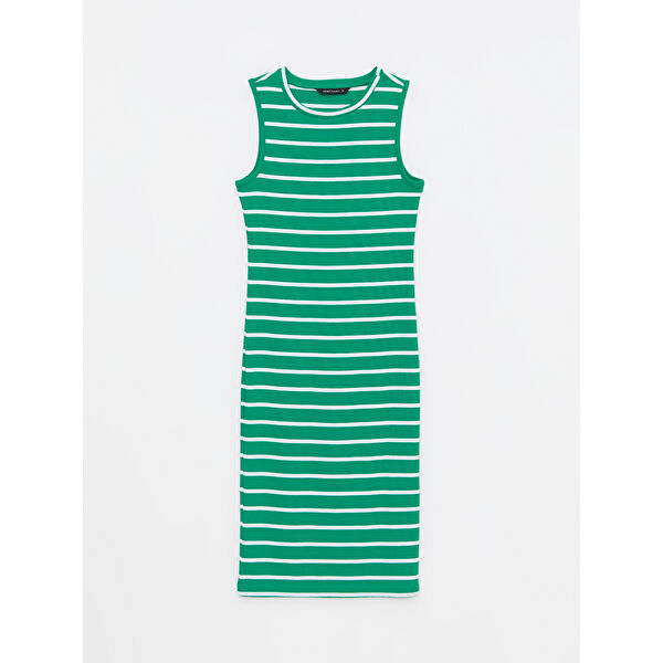 LCW CASUAL Bisiklet Yaka Çizgili Kolsuz Kadın Elbise