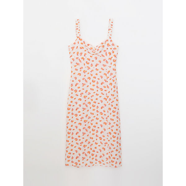 Kalp Yaka Desenli Askılı Viskon Kadın Elbise Kalp Yaka Desenli Askılı Viskon Kadın Elbise