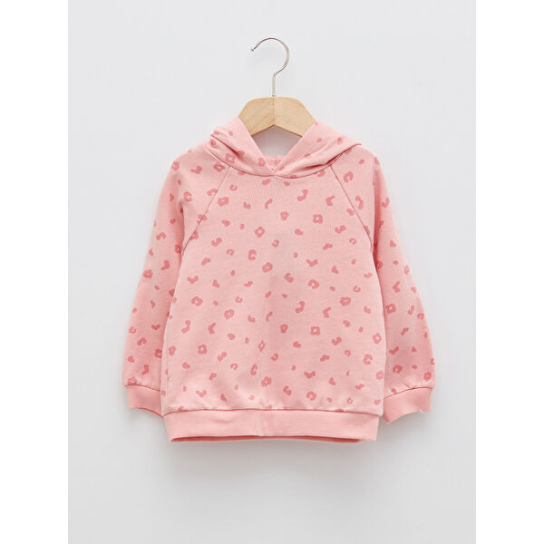 Kapüşonlu Uzun Kollu Baskılı Pamuklu Kız Bebek Sweatshirt Kapüşonlu Uzun Kollu Baskılı Pamuklu Kız Bebek Sweatshirt