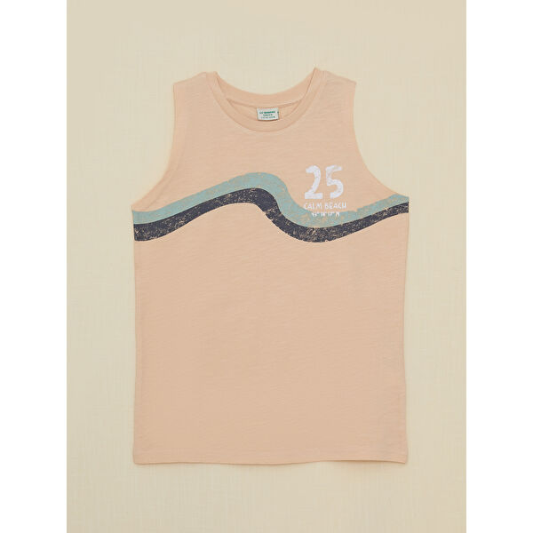 Bisiklet Yaka Baskılı Organik Pamuklu Erkek Çocuk Atlet