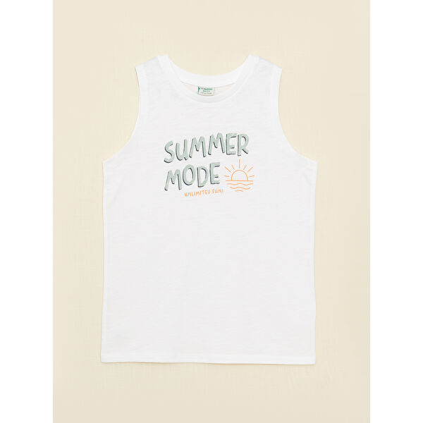 Bisiklet Yaka Baskılı Organik Pamuklu Erkek Çocuk Atlet