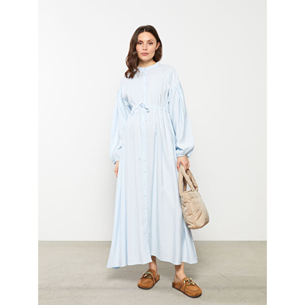 Hakim Yaka Düz Bağlama Detaylı Uzun Kollu Hamile Elbise Hakim Yaka Düz Bağlama Detaylı Uzun Kollu Hamile Elbise