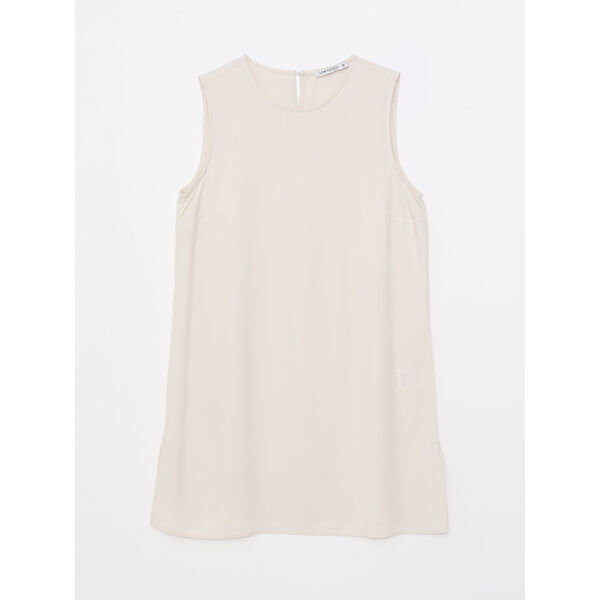 MODEST Bisiklet Yaka Düz Kolsuz Viskon Kadın Tunik