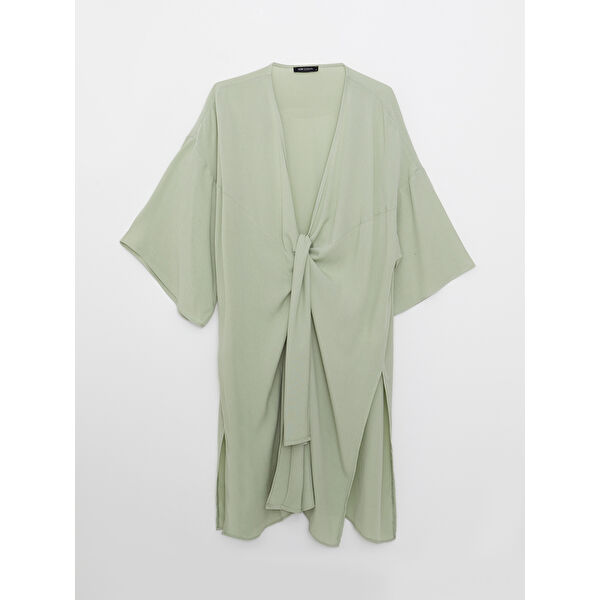 LCW CASUAL Şal Yaka Düz Uzun Kollu Viskon Kadın Kimono