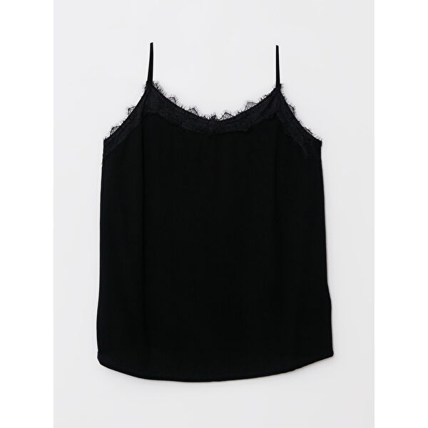 LCW CASUAL V Yaka Nakışlı Askılı Viskon Kadın Bluz