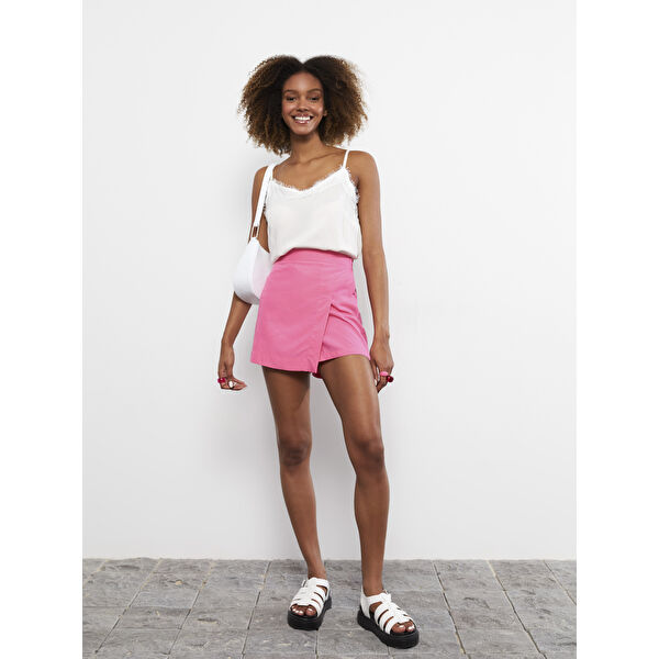 LCW CASUAL V Yaka Nakışlı Askılı Viskon Kadın Bluz