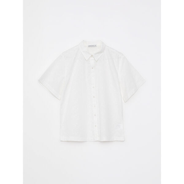 LCW CASUAL Önden Düğme Kapamalı Nakışlı Kısa Kollu Poplin Kadın Gömlek