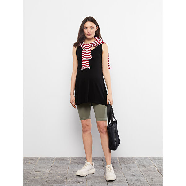 Beli Lastikli Düz Hamile Biker Tayt