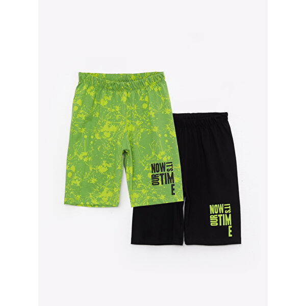 Beli Lastikli Baskılı Pamuklu Erkek Çocuk Pijama Şort 2'li Beli Lastikli Baskılı Pamuklu Erkek Çocuk Pijama Şort 2'li