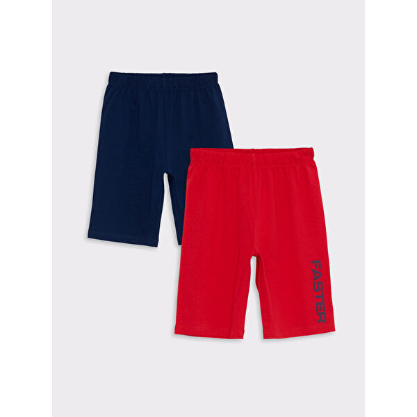 Beli Lastikli Baskılı Pamuklu Erkek Çocuk Pijama Şort 2'li