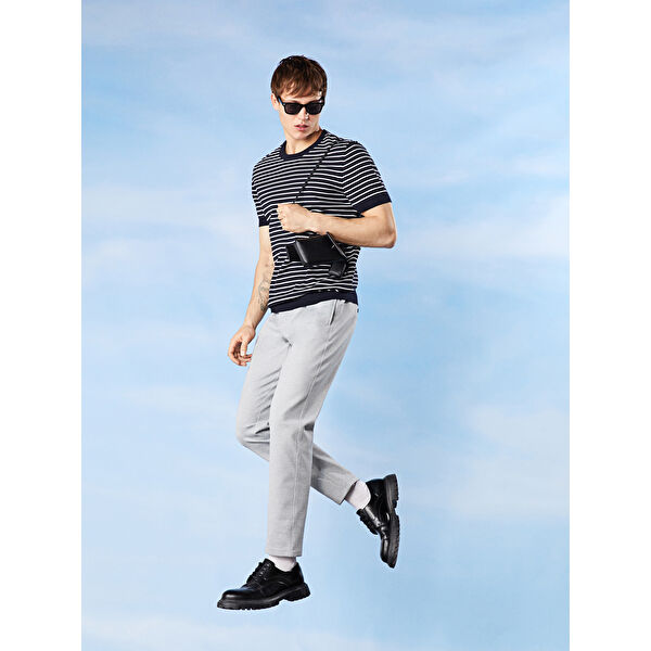 SOUTHBLUE Bisiklet Yaka Kısa Kollu Çizgili Erkek Triko Kazak