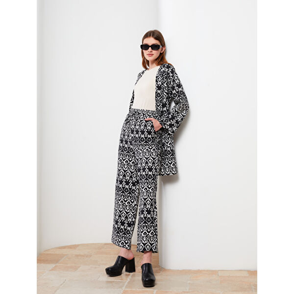 MODEST Beli Lastikli Rahat Kalıp Desenli Cep Detaylı Kadın Pantolon