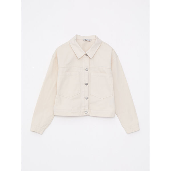 LCW CASUAL Gömlek Yaka Düz Uzun Kollu Gabardin Kadın Ceket