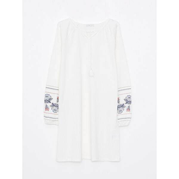 LCW CLASSIC Bağlamalı Yaka Nakışlı Uzun Kollu Kadın Tunik