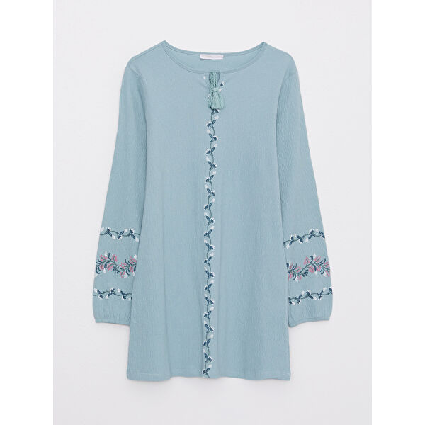 LCW CLASSIC Bağlamalı Yaka Nakışlı Uzun Kollu Kadın Tunik