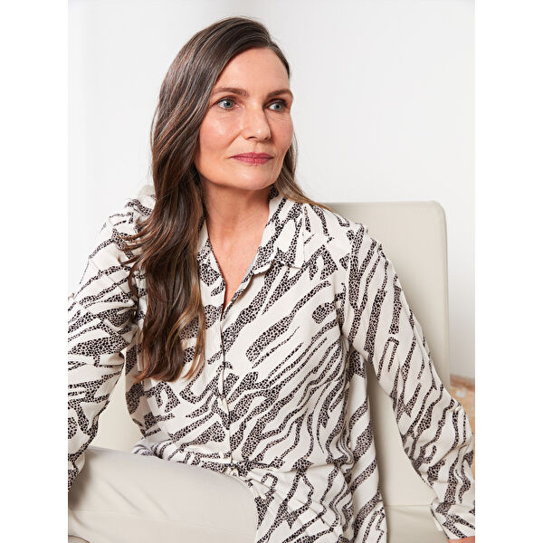 LCW GRACE Önden Düğme Kapamalı Desenli Uzun Kollu Viskon Kadın Gömlek