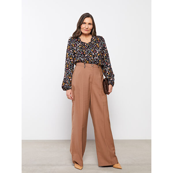 LCW GRACE Bağlamalı Yaka Çiçekli Uzun Kollu Viskon Kadın Bluz