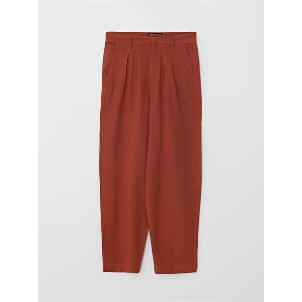 MODEST Rahat Kalıp Düz Cep Detaylı Keten Kadın Pantolon