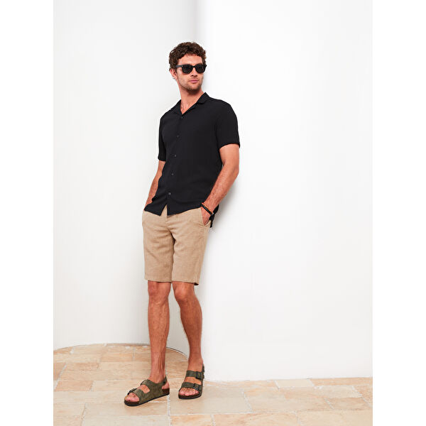 Slim Fit Keten Erkek Şort