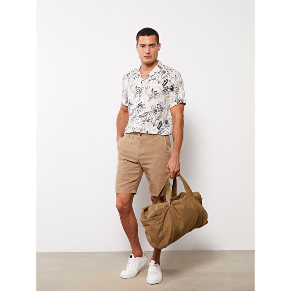 Slim Fit Keten Erkek Şort