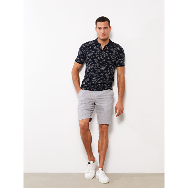 Slim Fit Keten Erkek Şort