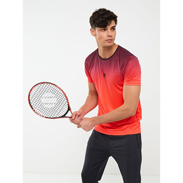 LCW SPORTS Bisiklet Yaka Kısa Kollu Desenli Erkek Spor Tişört