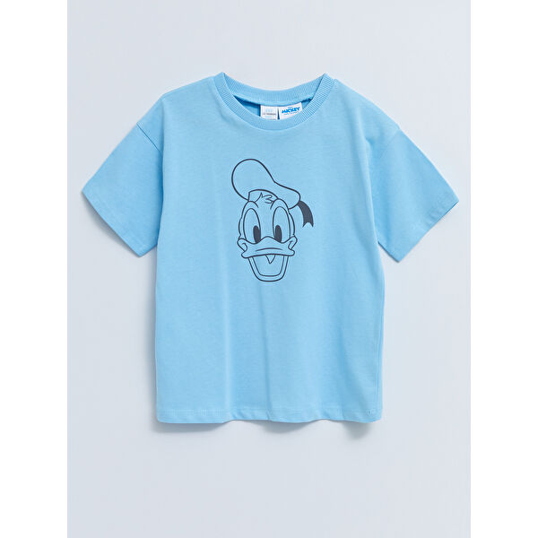 Bisiklet Yaka Kısa Kollu Donald Duck Baskılı Erkek Bebek Tişört