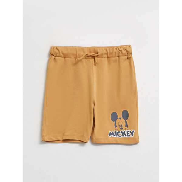 Beli Lastikli Mickey Mouse Baskılı Pamuklu Erkek Bebek Şort