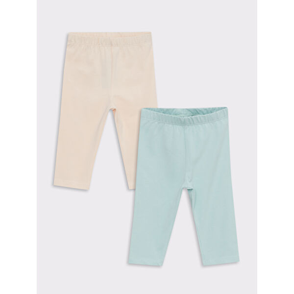 Beli Lastikli Basic Pamuklu 3/4 Boy Kız Bebek Tayt 2'li Beli Lastikli Basic Pamuklu 3/4 Boy Kız Bebek Tayt 2'li