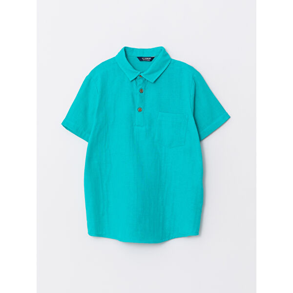 Basic Kısa Kollu Pamuklu Erkek Çocuk Gömlek Basic Kısa Kollu Pamuklu Erkek Çocuk Gömlek