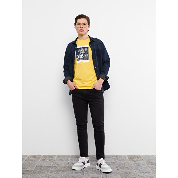 LCW CASUAL Bisiklet Yaka Kısa Kollu Baskılı Penye Erkek Tişört