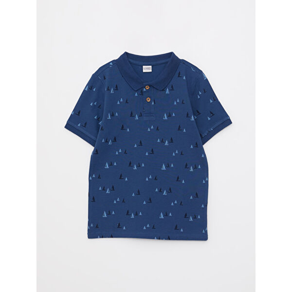 Polo Yaka Desenli Kısa Kollu Pamuklu Erkek Çocuk Tişört