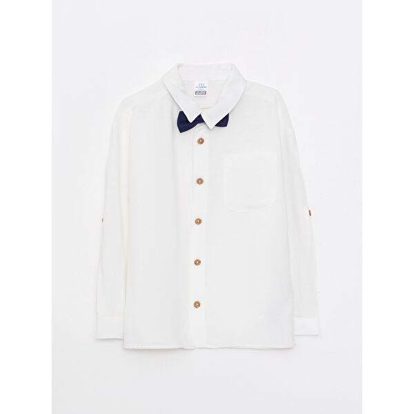 Uzun Kollu Basic Erkek Bebek Gömlek ve Papyon 2'li Takım Uzun Kollu Basic Erkek Bebek Gömlek ve Papyon 2'li Takım