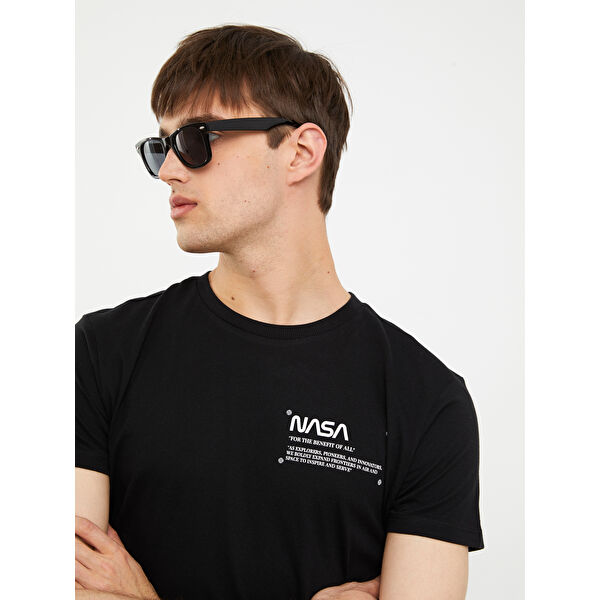 XSIDE Bisiklet Yaka Kısa Kollu Nasa Baskılı Penye Erkek Tişört