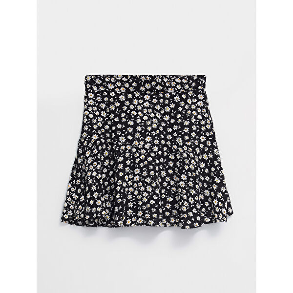 XSIDE Beli Lastikli Çiçek Baskılı Viskon Kadın Etek