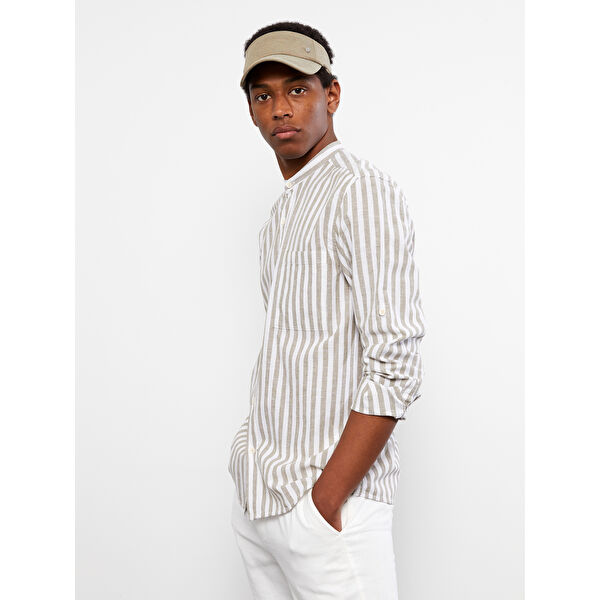 Regular Fit Hakim Yaka Uzun Kollu Poplin Erkek Gömlek Regular Fit Hakim Yaka Uzun Kollu Poplin Erkek Gömlek