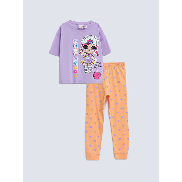 Bisiklet Yaka LOL Surprise OMG Lisanslı Kısa Kollu Kız Çocuk Pijama Takımı