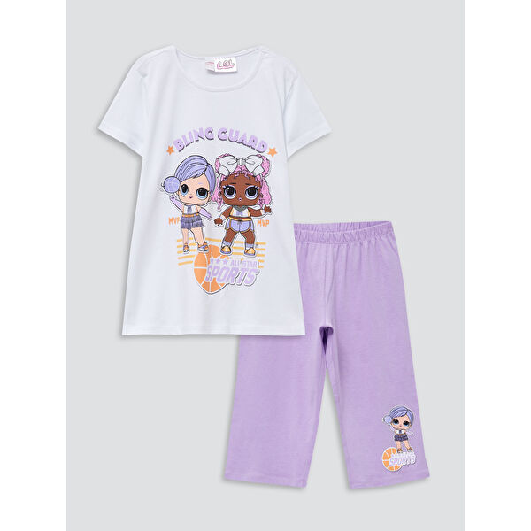 Bisiklet Yaka LOL Surprise OMG Lisanslı Kısa Kollu Kız Çocuk Pijama Takımı