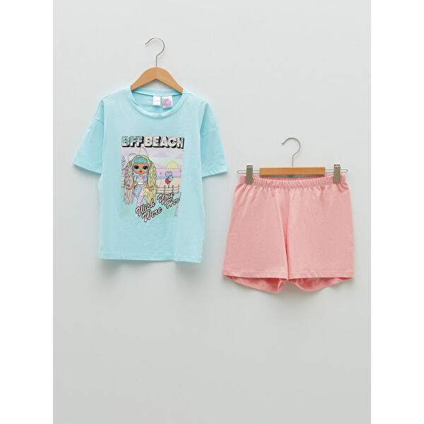 Bisiklet Yaka LOL Surprise OMG Lisanslı Kısa Kollu Kız Çocuk Pijama Takımı