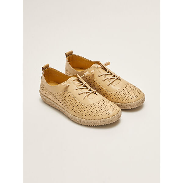 Deri Görünümlü Bağcıklı Kadın Klasik Ayakkabı