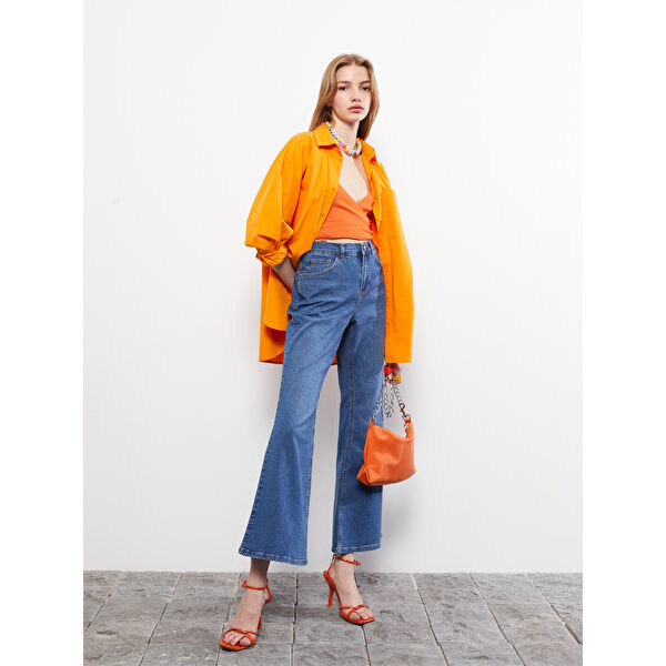 Yüksek Bel Skinny Fit Düz İspanyol Paça Kadın Rodeo Jean Pantolon Yüksek Bel Skinny Fit Düz İspanyol Paça Kadın Rodeo Jean Pantolon