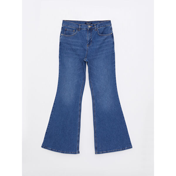 Yüksek Bel Skinny Fit Düz İspanyol Paça Kadın Rodeo Jean Pantolon