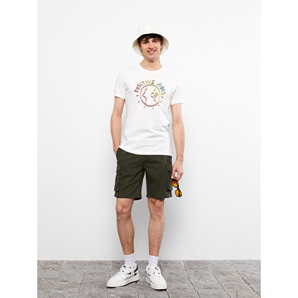 Bisiklet Yaka Kısa Kollu Baskılı Penye Erkek Tişört