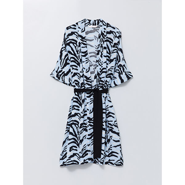 LCW DREAM Kruvaze Yaka Desenli Viskon Kadın Sabahlık