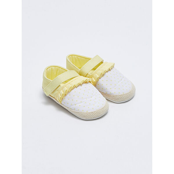 Puantiye Desenli Cırt Cırtlı Kız Bebek Yürüme Öncesi Ayakkabı