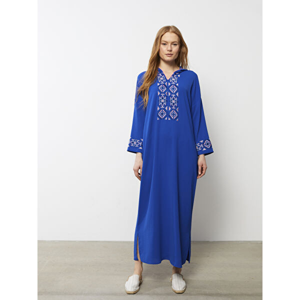 LCW CLASSIC Kapüşonlu Nakışlı Uzun Kollu Kadın Elbise