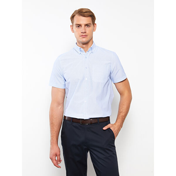 LCW FORMAL Slim Fit Kısa Kollu Armürlü Erkek Gömlek LCW FORMAL Slim Fit Kısa Kollu Armürlü Erkek Gömlek