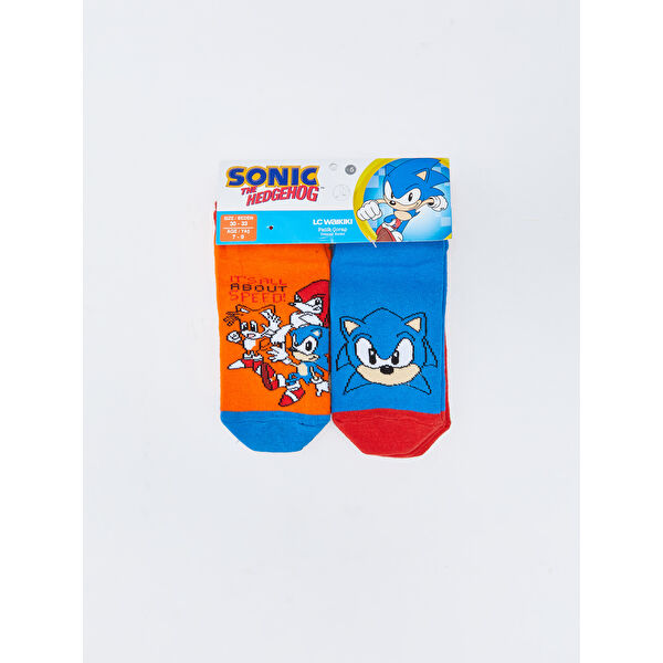 Sonic Desenli Erkek Çocuk Patik Çorap 5'li