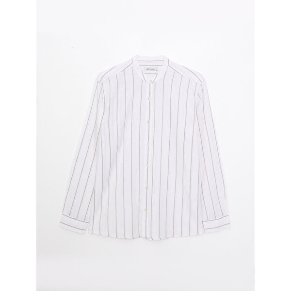 LCW CASUAL Regular Fit Hakim Yaka Uzun Kollu Çizgili Poplin Erkek Gömlek