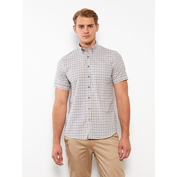 Regular Fit Kısa Kollu Ekose Oxford Erkek Gömlek Regular Fit Kısa Kollu Ekose Oxford Erkek Gömlek